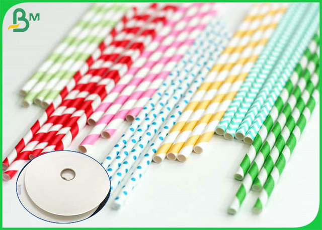 Eco - Friendly 60gsm 120gsm Straw Paper Rolls With FDA For Strip Straws