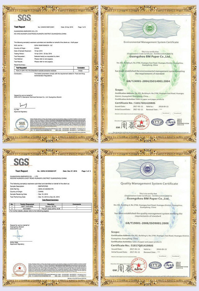 Food Grade Poly Coated Paper , Unbleached Kraft Paper with good waterproof