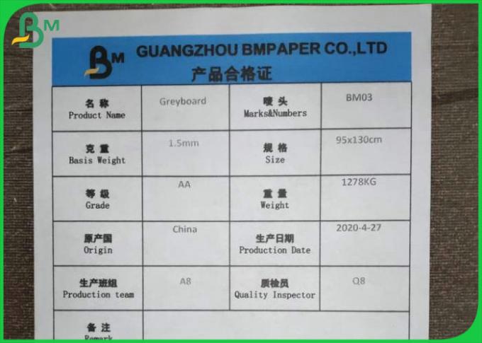 Sturdy 1.5mm Straw Cardboard Sheet 130cm * 90cm Compressed Grey Packing ...