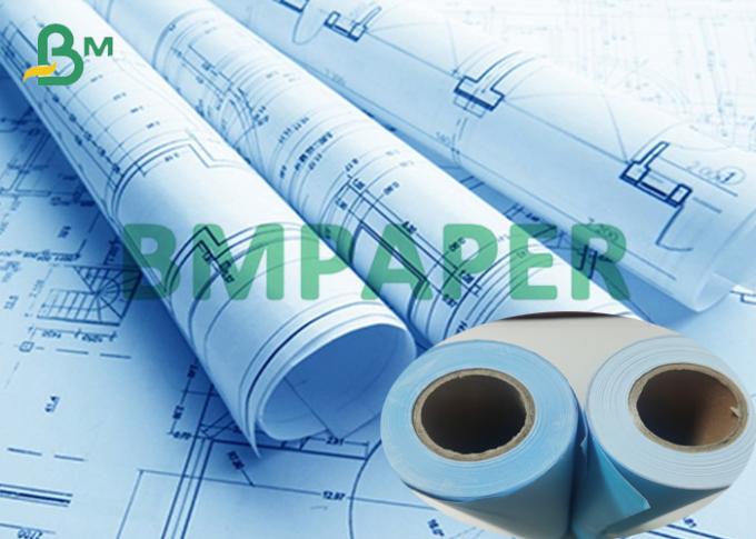 80g Two Sides Blue Printing Drawing CAD Plotter Tracing Paper In Roll