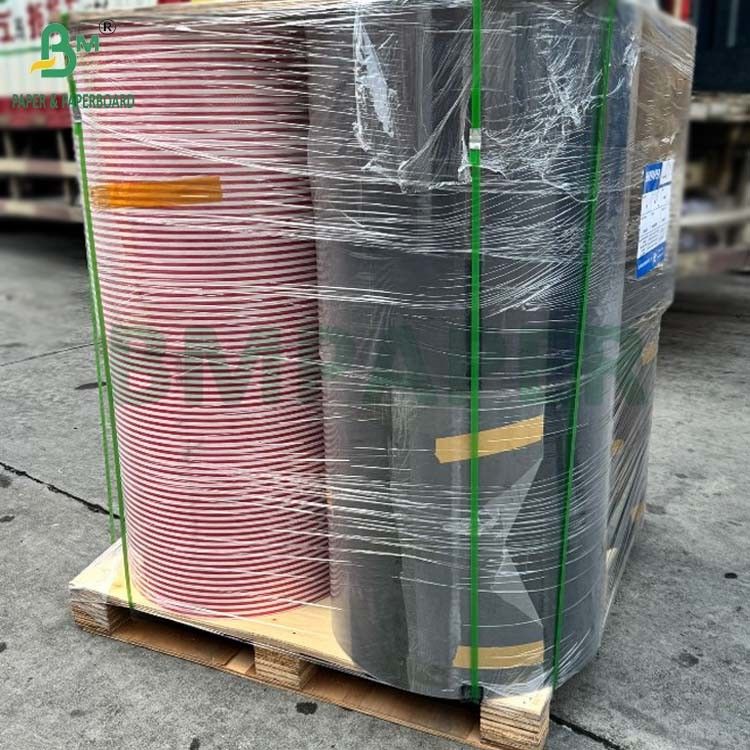 60g Straw Paper Red Stripes All Black Color Top Paper Rolls 600mm 620mm