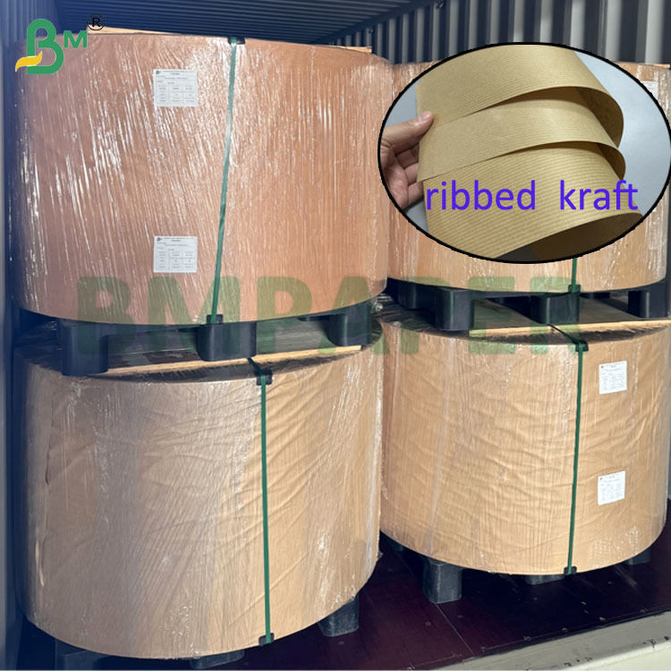 30gsm 32gsm Brown Color MG Ribbed Kraft Paper For Food Package 700mm 800mm