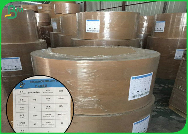 40G 50G 60G Uncoated Food Grade Paper Roll , Kraft Brown Paper With FDA ...