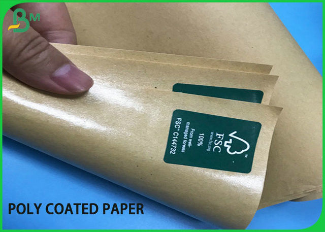 Food Grade Poly Coated Paper , Unbleached Kraft Paper with good waterproof